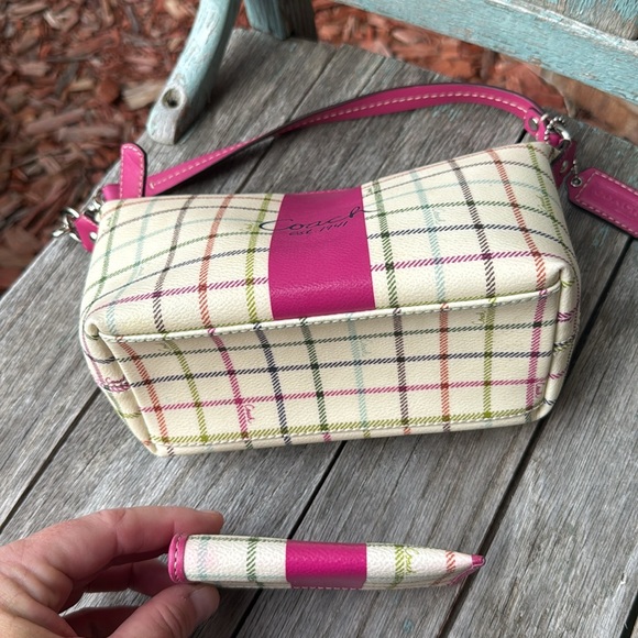 Coach | Bags | Coach Pink And Cream Plaid Mini Bag Wallet Clutch Set ...